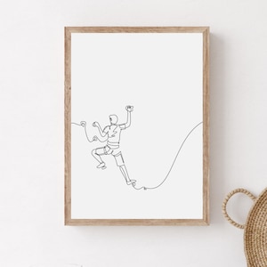 Minimalist Bouldering Line Art, Man Boulderer Poster, Rock Climbing ...