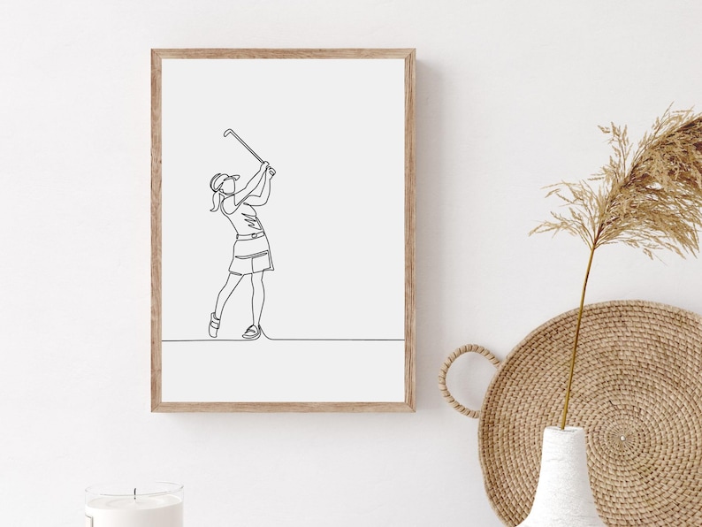 Woman Golf Player Wall Art, Printable Woman Golfer Poster, Golfing Gift ...