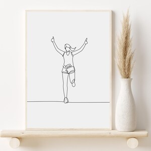 Minimalist Woman Runner Line Art, Running Gift for Her, Girl Runner ...