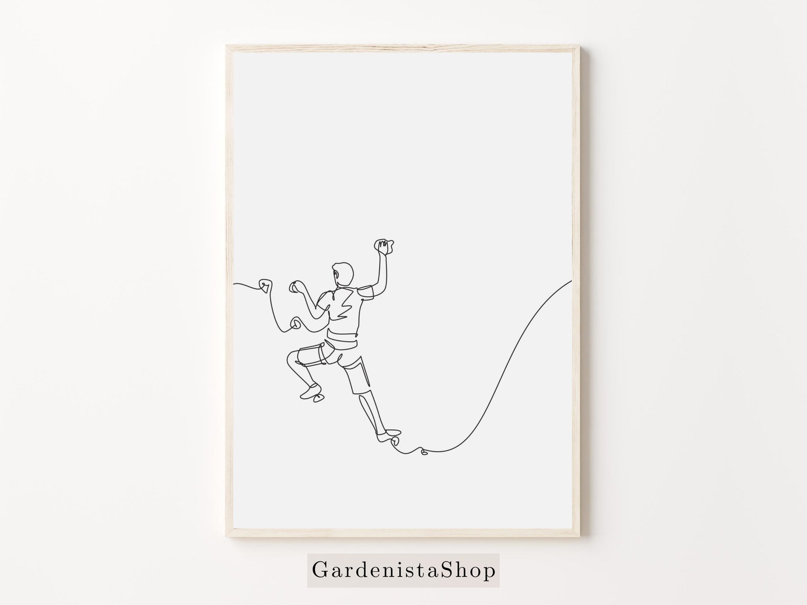 Minimalist Bouldering Line Art, Man Boulderer Poster, Rock Climbing ...