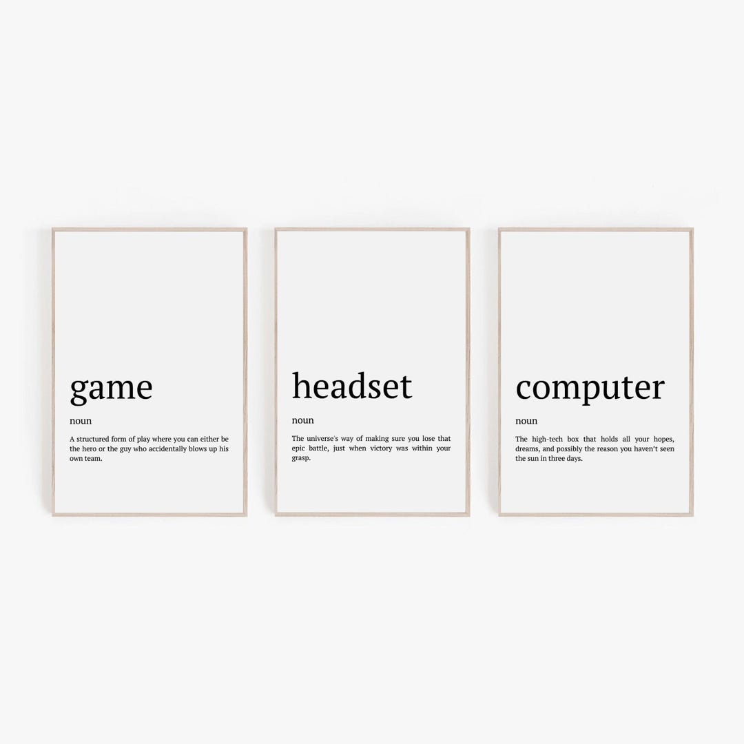 Gamer Wall Art, Funny Computer Game Definition Wall Prints, Teen Boy ...