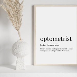 Optometrist Gift, Optometrist Definition Print, Funny Optometrist Wall ...