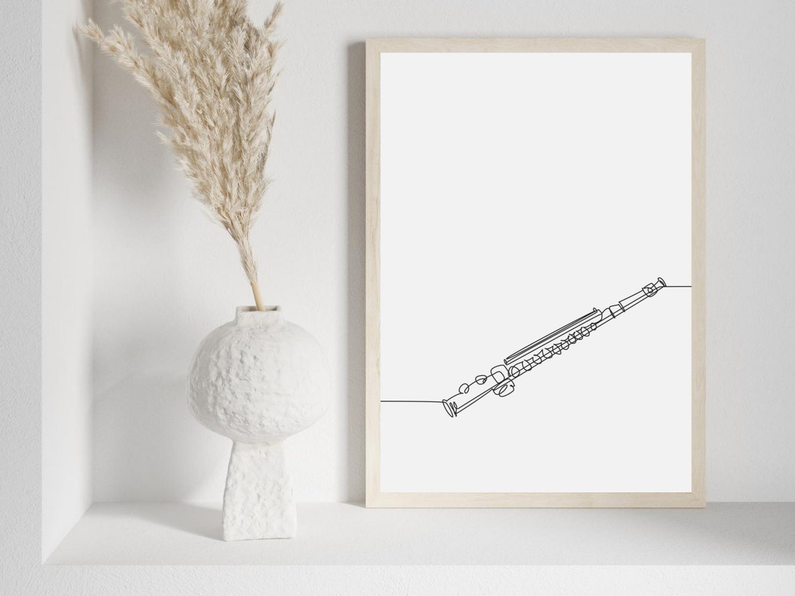 Flute Line Art Minimalist Flute Poster Flute Player Gift - Etsy