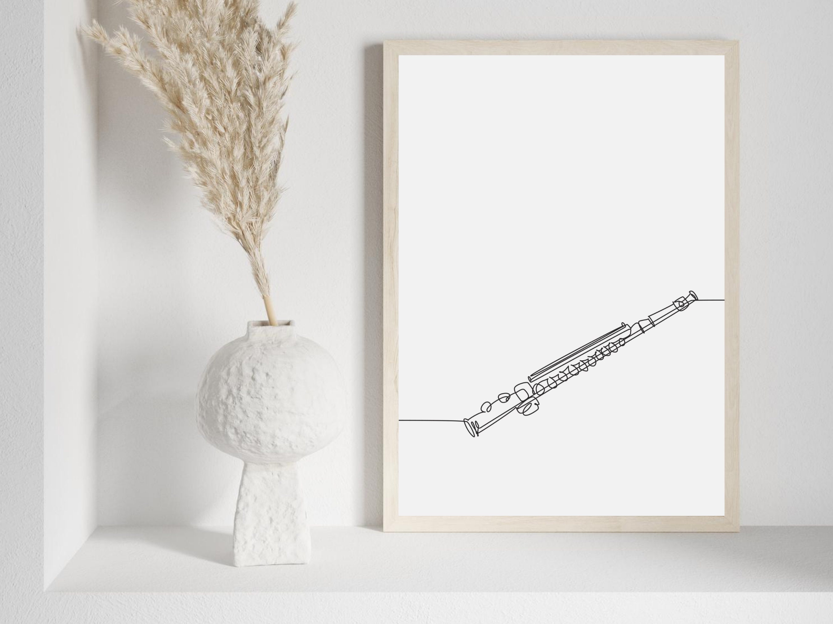 Flute Line Art Minimalist Flute Poster Flute Player Gift - Etsy