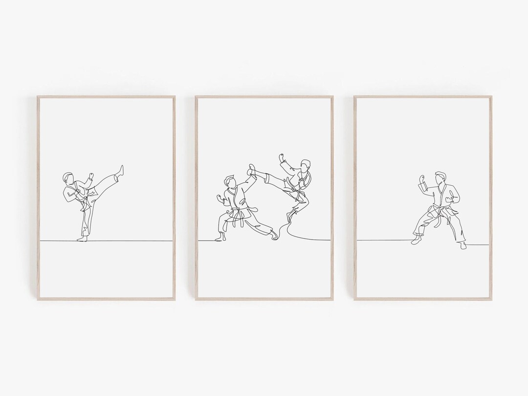 Karate 3 Piece Wall Art, Printable Minimalist Karate Poster, Black and ...
