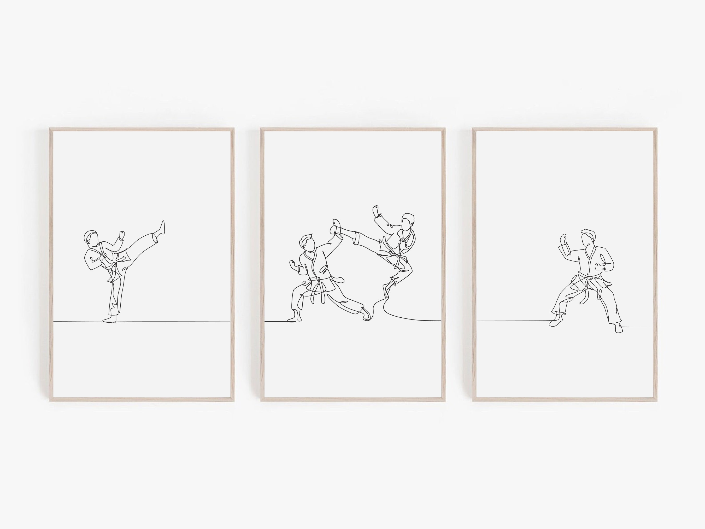 Karate 3 Piece Wall Art, Printable Minimalist Karate Poster, Black and ...