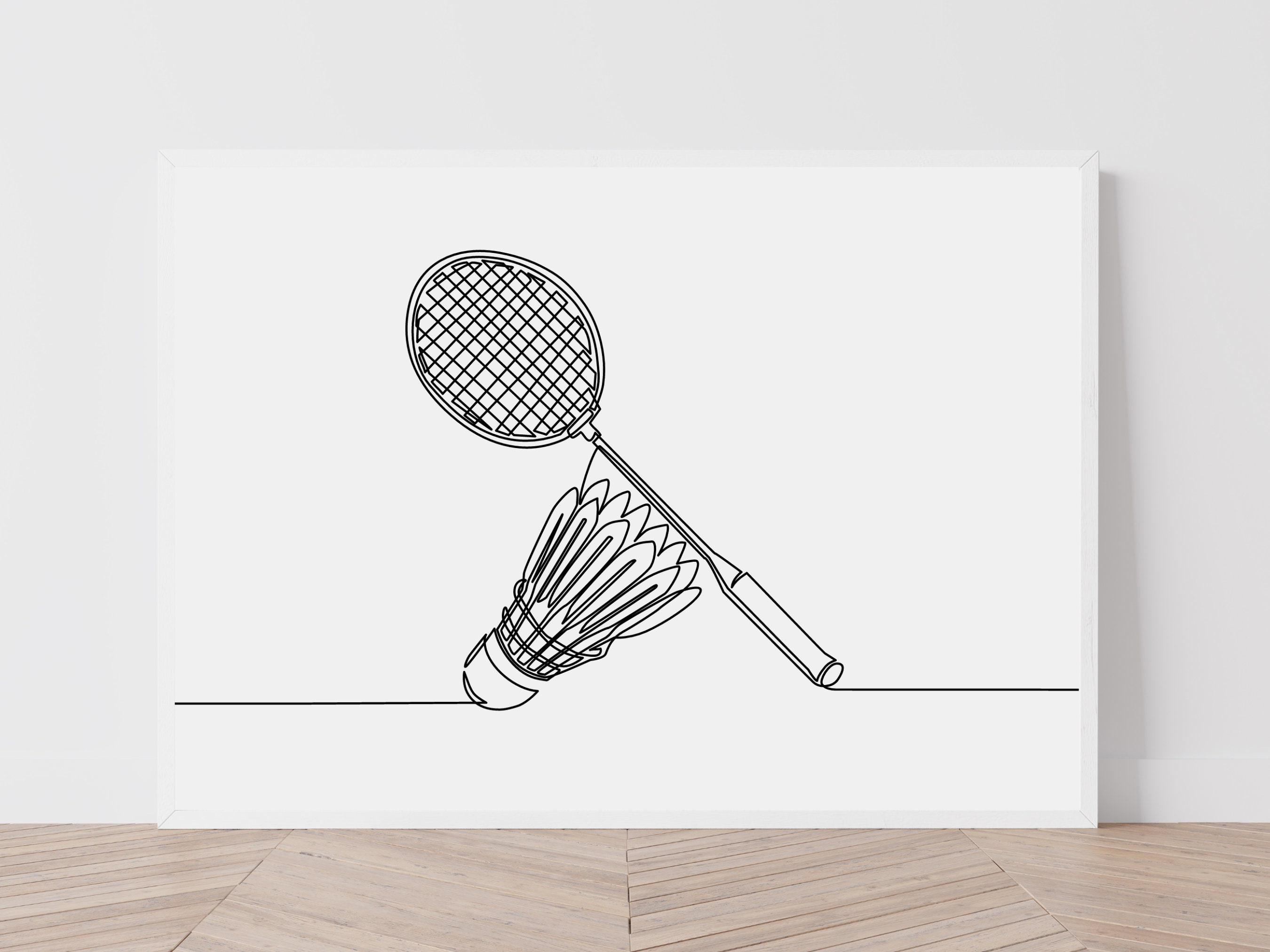 Badminton Wall Art, Minimalist Badminton Line Art, Printable Badminton ...