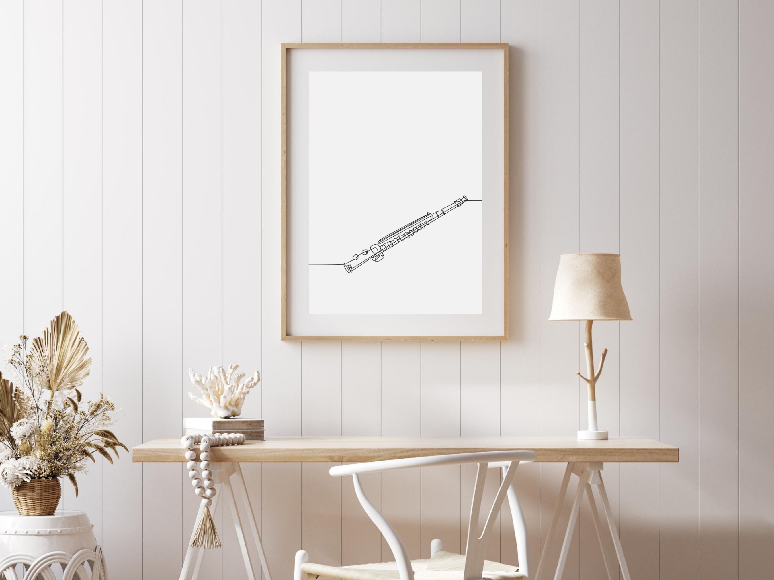 Minimalist Flute Line Art Print, Music Room Decor (digital Download) - Etsy