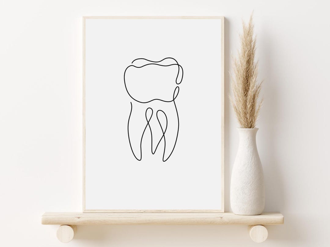 Teeth One Line Drawing, Dental Printable Art, Abstract Teeth Artwork ...