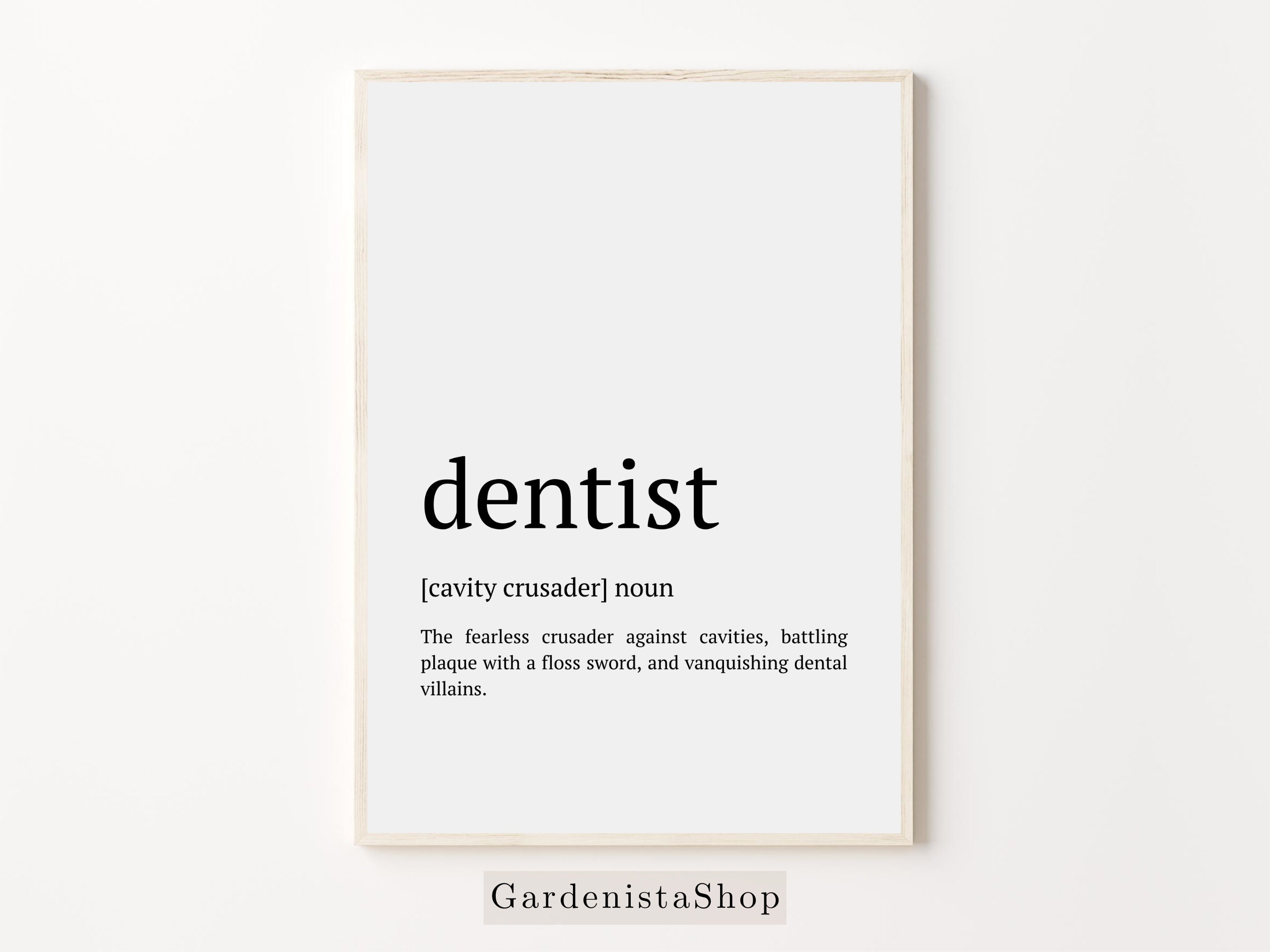 Dentist Gift, Dentist Definition Wall Print, Printable Dentist Office ...