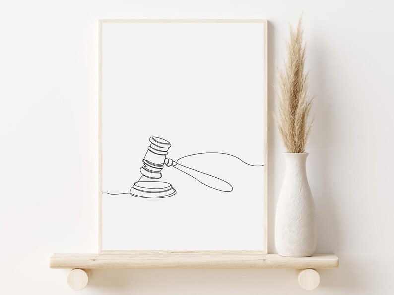 Attorney Gallery Set of 3 Drawings, Minimalist Line Art Print, Lawyer ...
