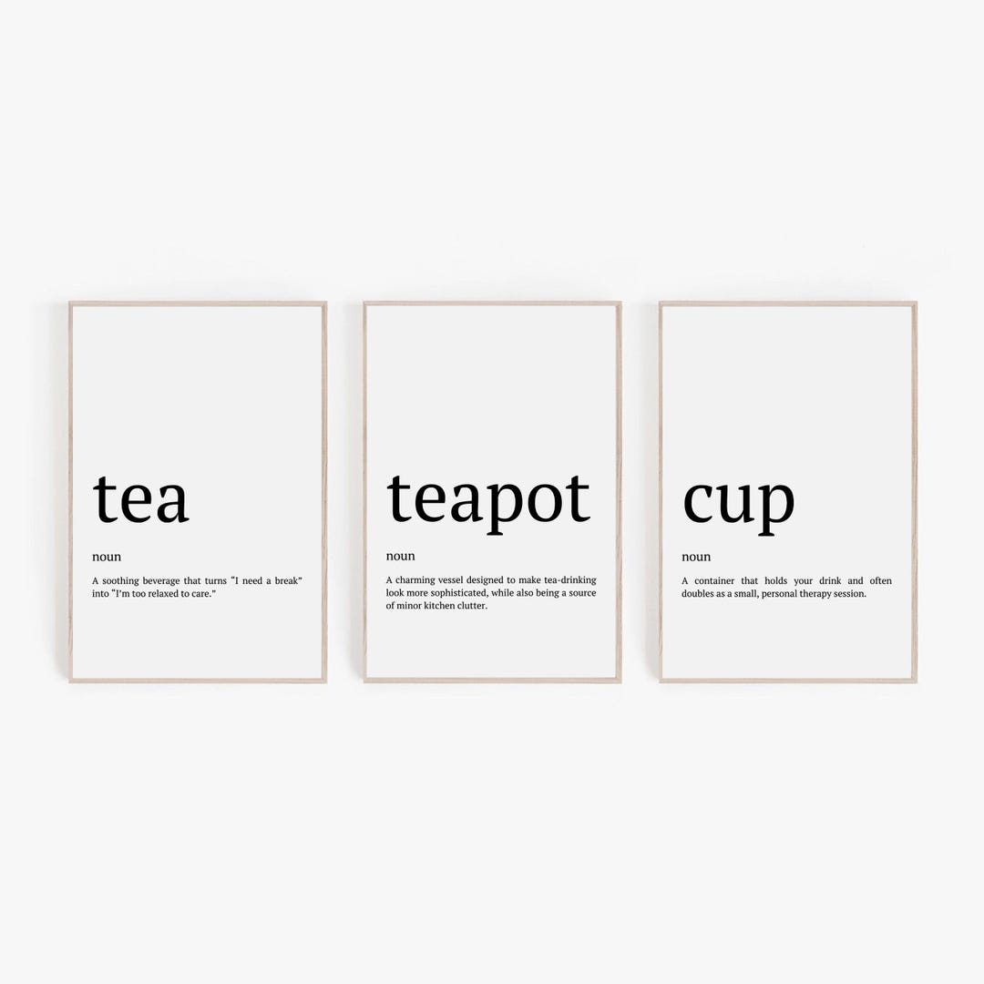 Funny Tea Wall Art, Tea Definition Wall Print Set of Three, Gift for ...