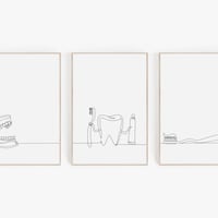 Dentist Gallery Set of 18 Drawings, Dental Office Decoration ...