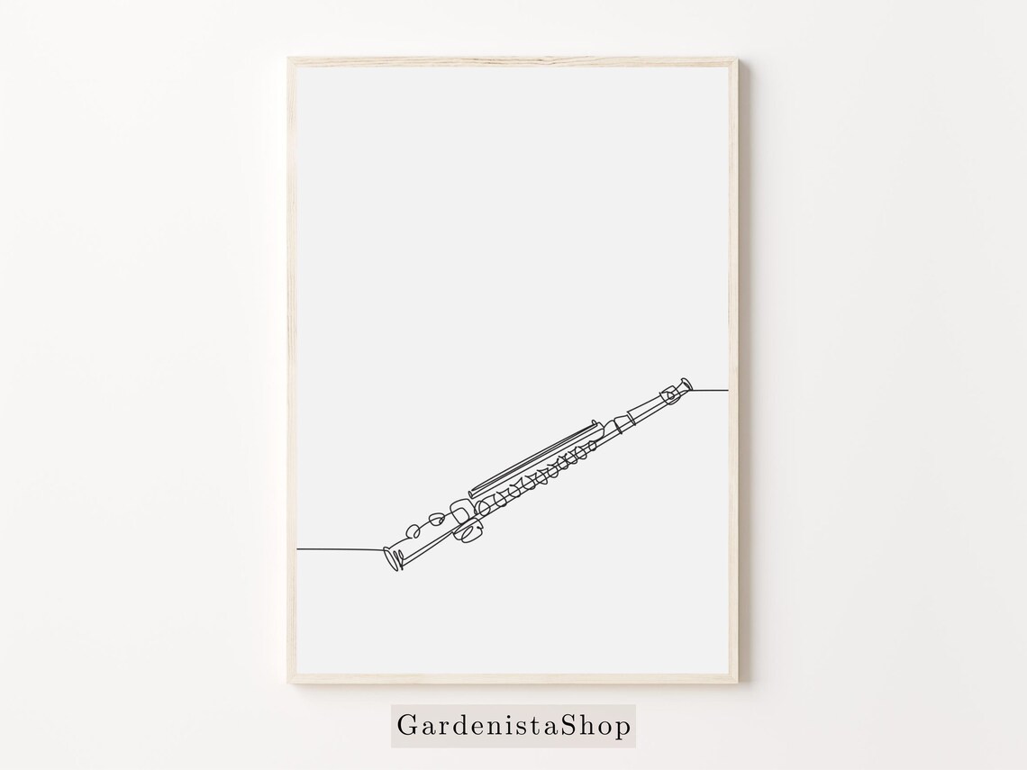 Flute Line Art Minimalist Flute Poster Flute Player Gift - Etsy