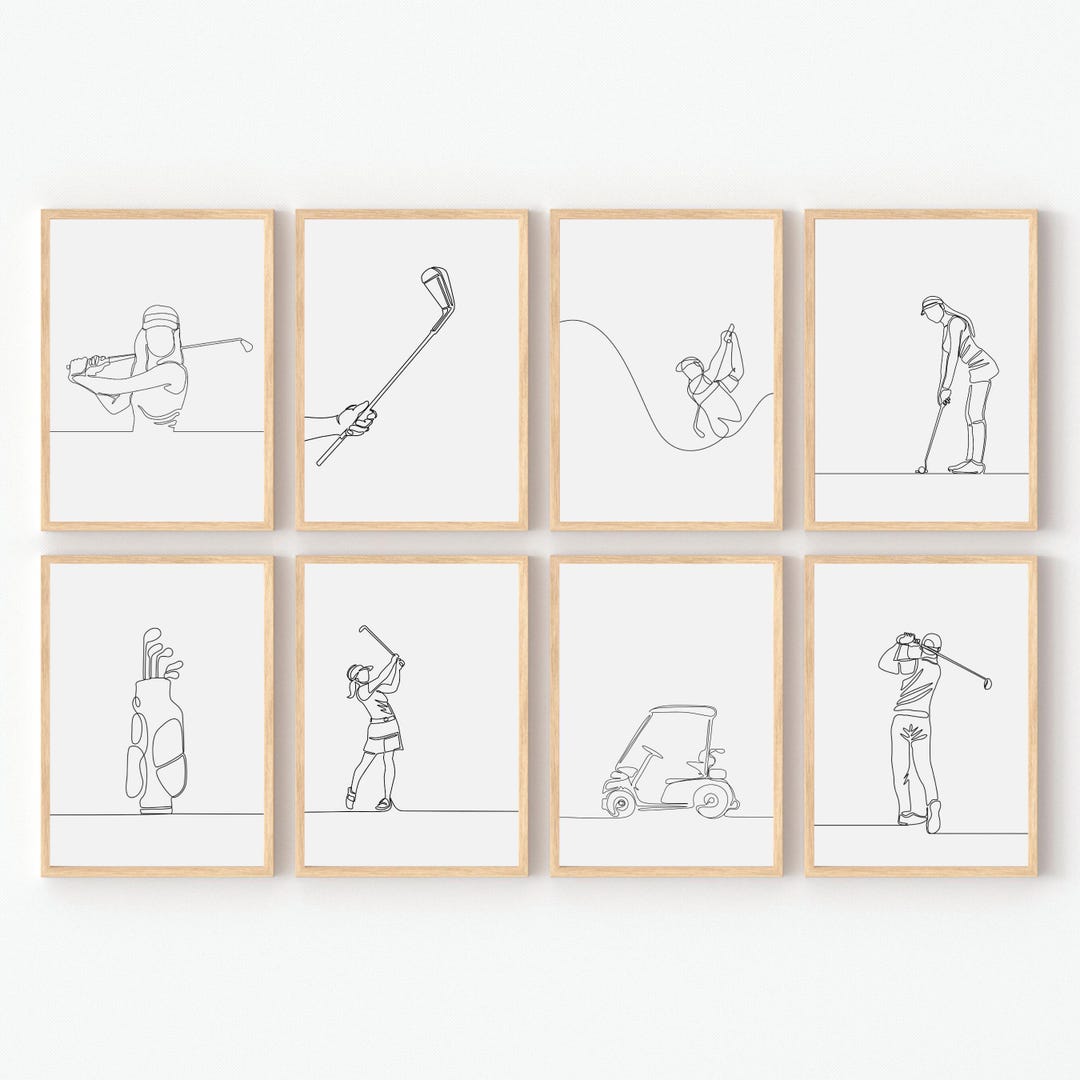 Minimalist Golf Line Art Print Set, Modern Home Decor (digital Download ...
