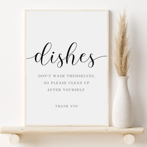 Office Kitchen Wall Sign, Printable Wash the Dishes Wall Art ...