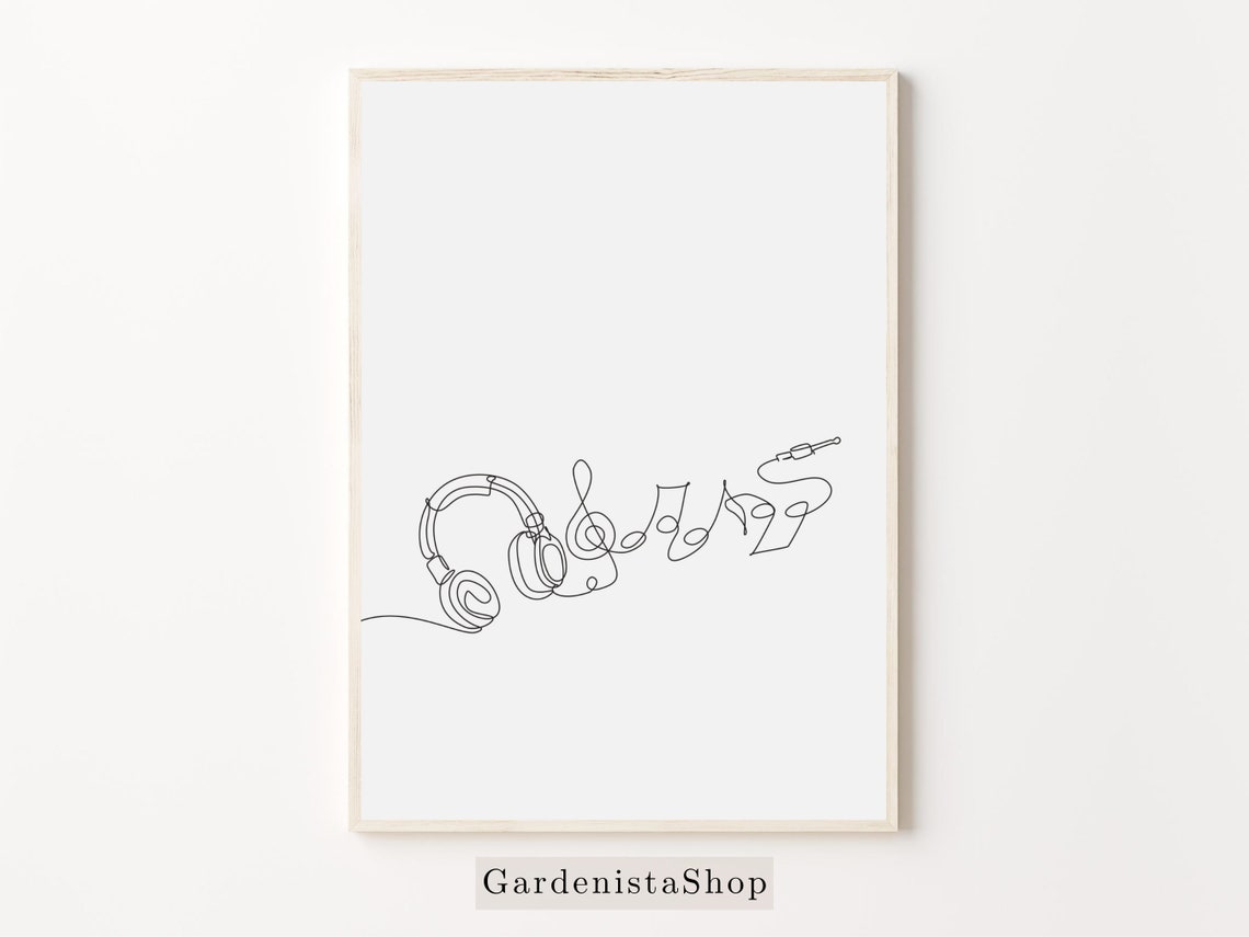 Minimalist Headphones Line Art, Printable Headphone Poster, Printable ...