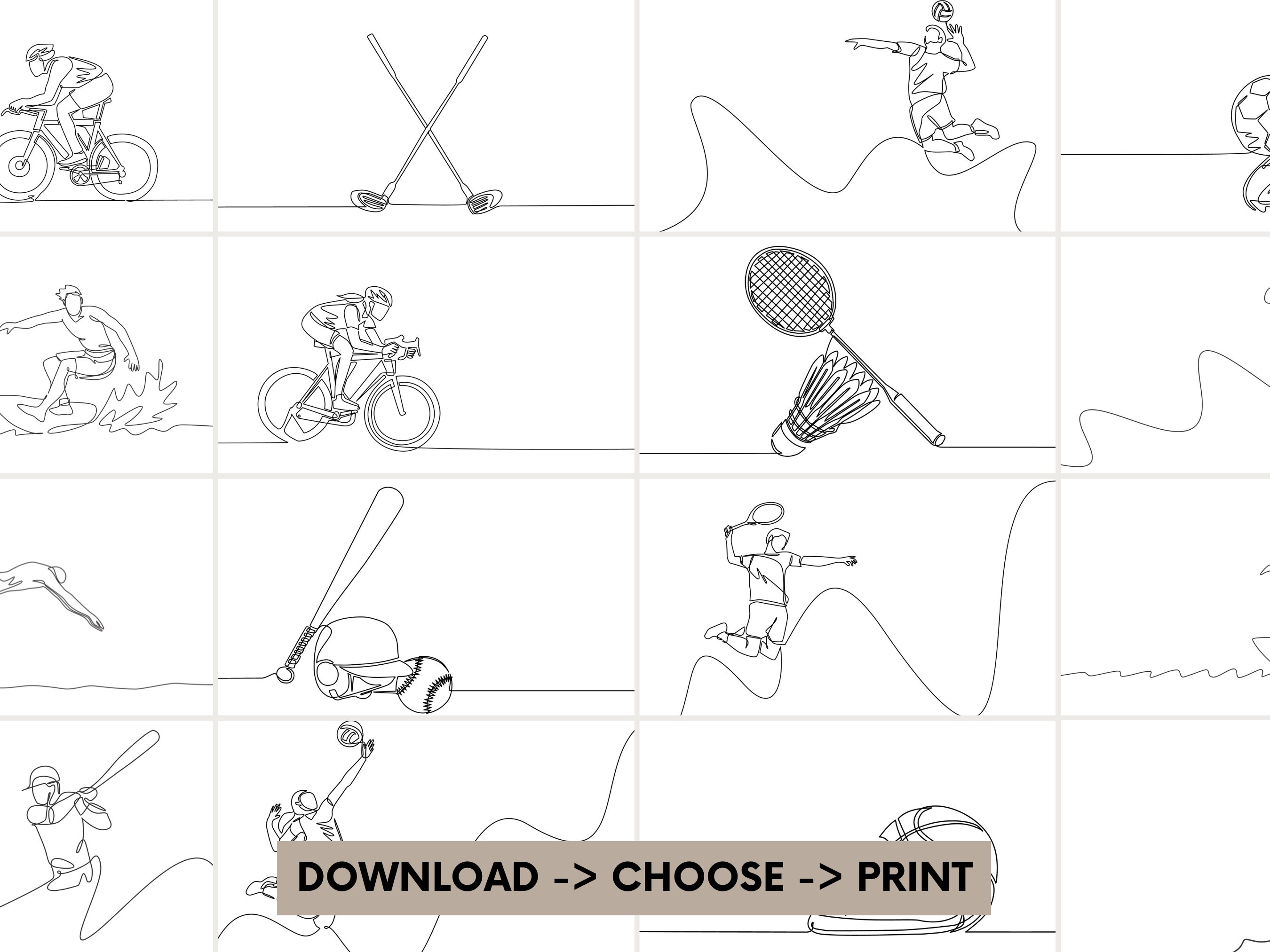 Minimalist Sport Line Art Print Mega Bundle (digital Download) - Etsy