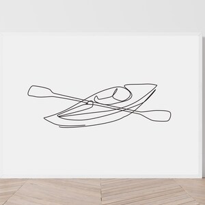 Minimalist Kayak Line Art, Printable Kayaking Poster, Modern Kayak Home ...
