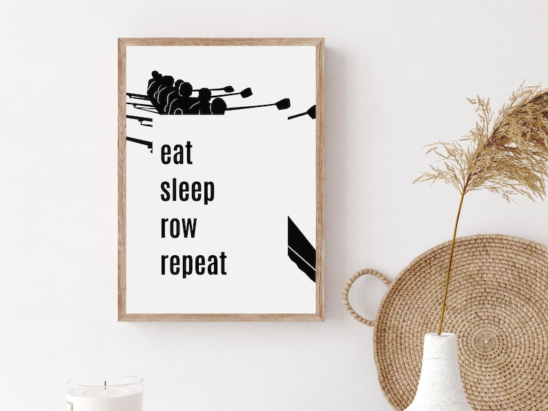 Eat Sleep Row Repeat Poster, Rowing Wall Print, Minimalist Rower Wall ...