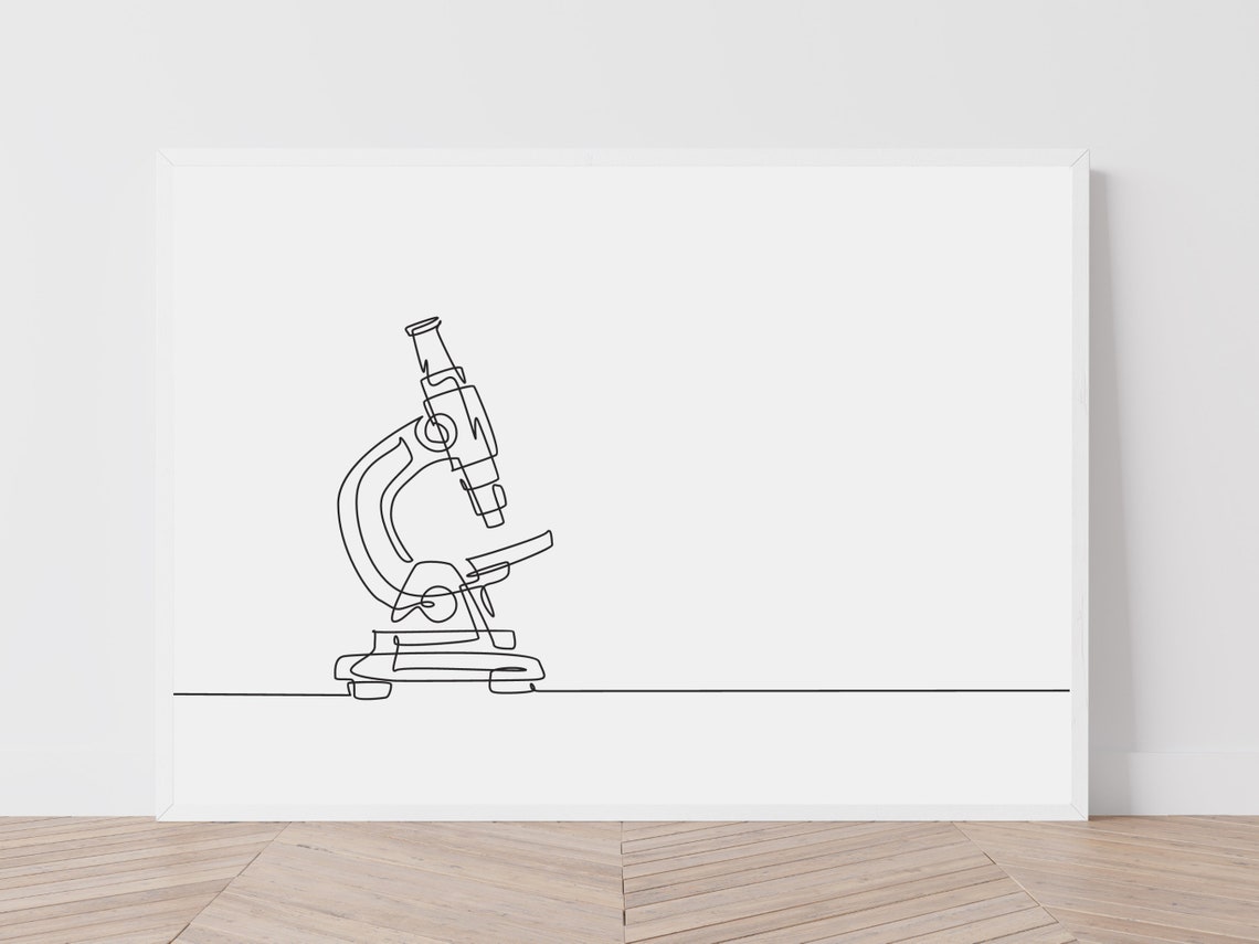 Minimalist Microscope Poster, Printable Microscope Wall Art, Biologist ...