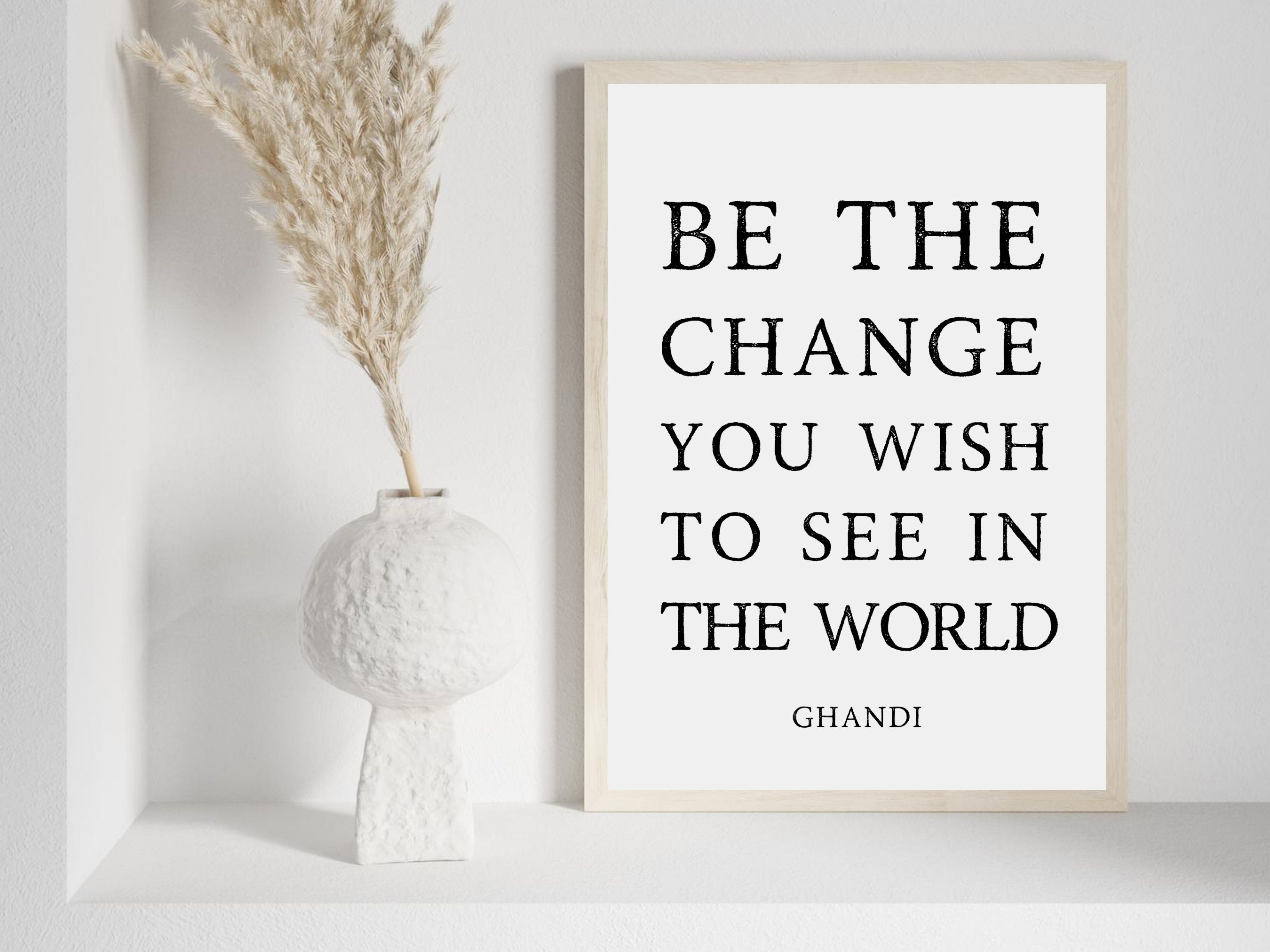 Minimalist Motivational Quote Poster, Printable Be the Change Poster ...