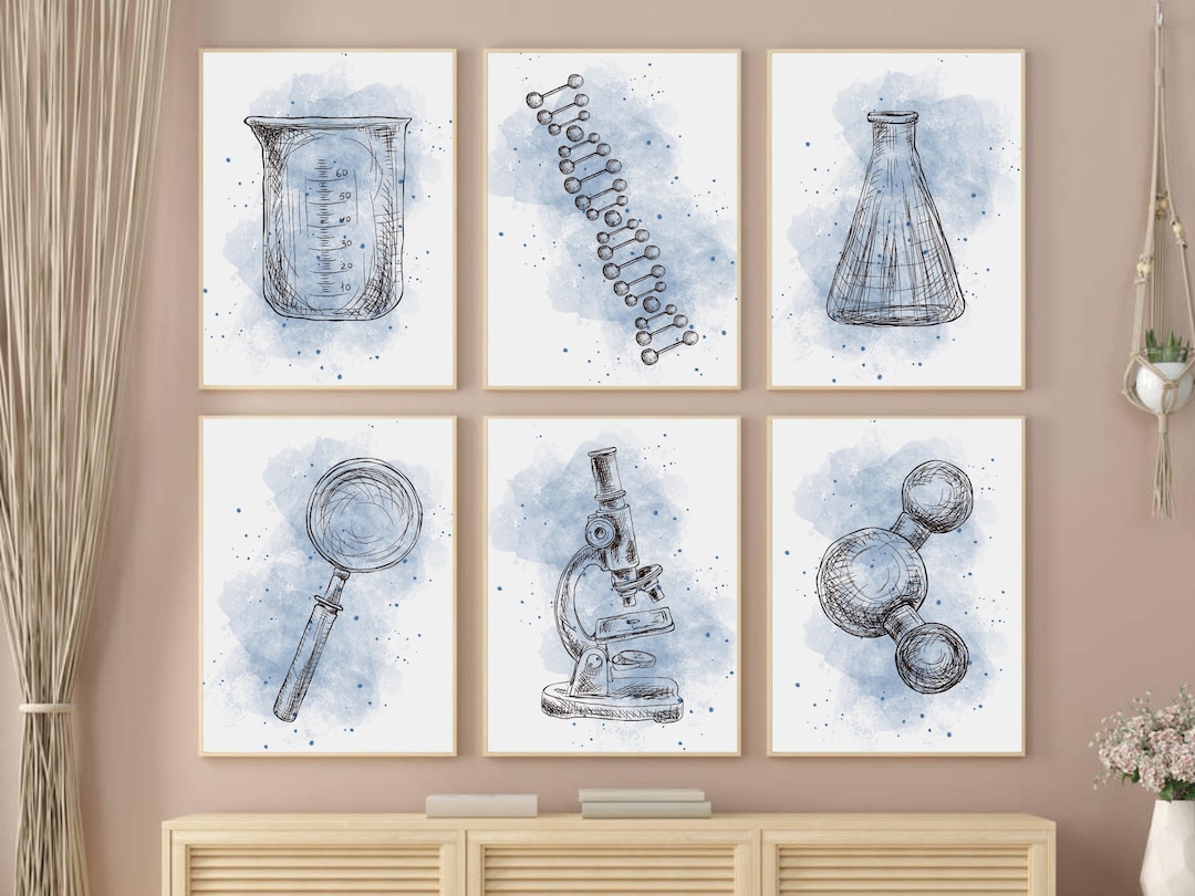 Science Class Decor, Science Poster Set of 6, Laboratory Wall Art ...