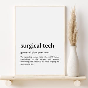 Surgical Tech Definition Print, Medical Wall Art, Surgery Ward Decor ...