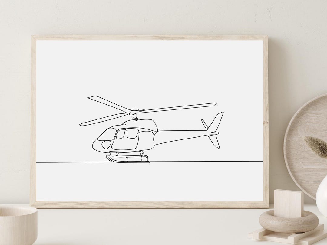 Minimalist Helicopter Line Art, Helicopter Wall Art Print, Line Art ...