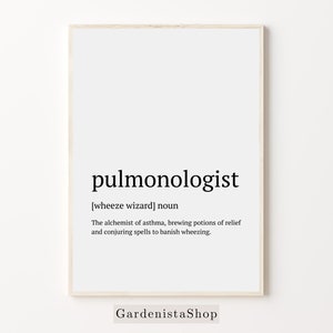 Pulmonologist Definition Print, Funny Office Wall Art (digital Download ...