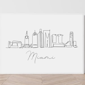 Miami Skyline Poster, Minimalist Miami Line Art, Printable Miami City ...