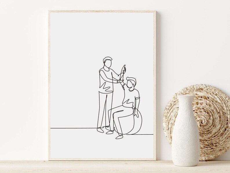 Physiotherapy Line Art Print Set, Physical Therapy Posters (digital ...