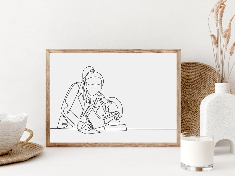Scientist Line Art Print, Minimalist STEM Decor (digital Download) - Etsy