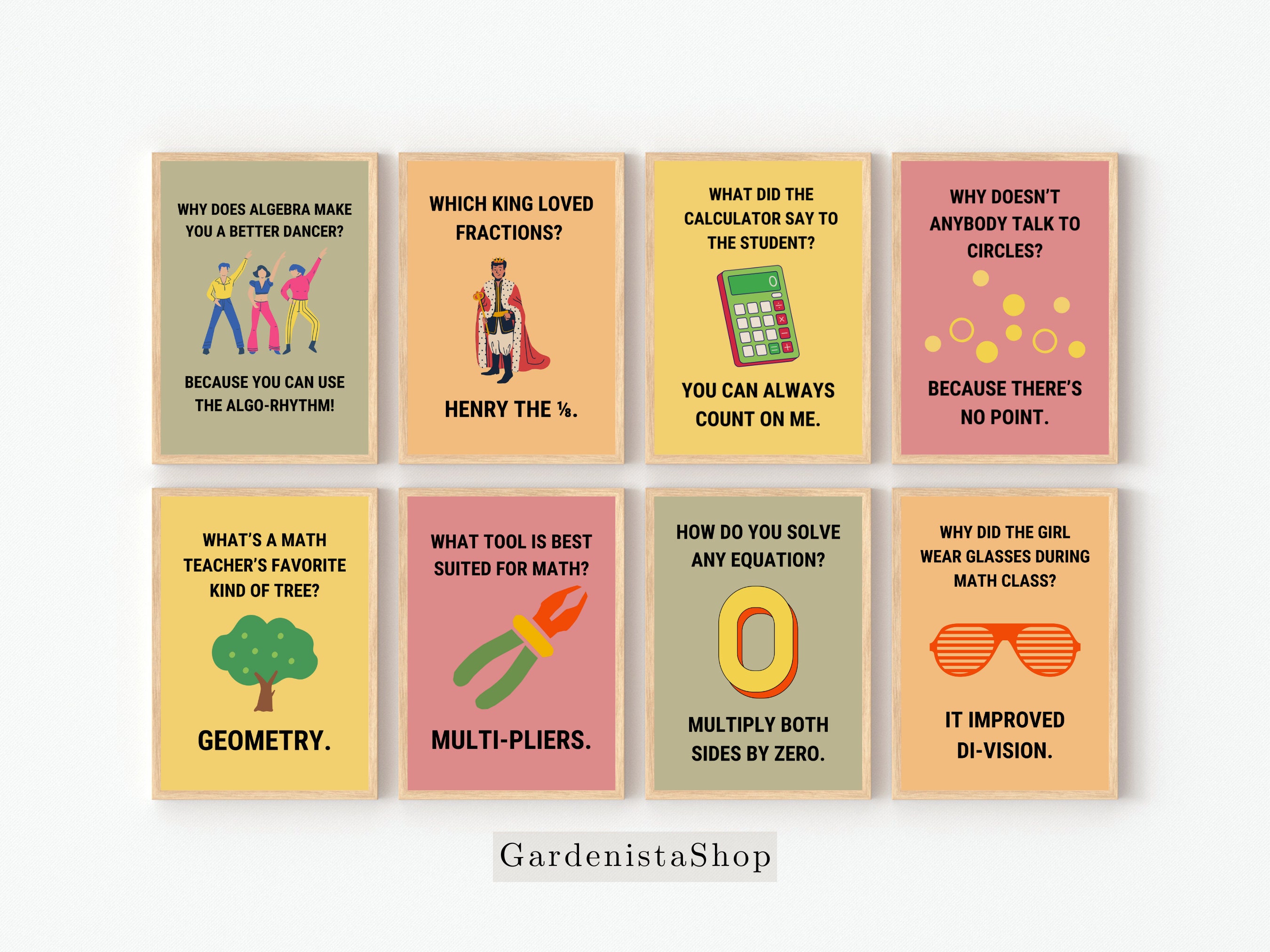 Funny Math Class Poster Set of 16, Fun Mathematics Classroom Decor ...