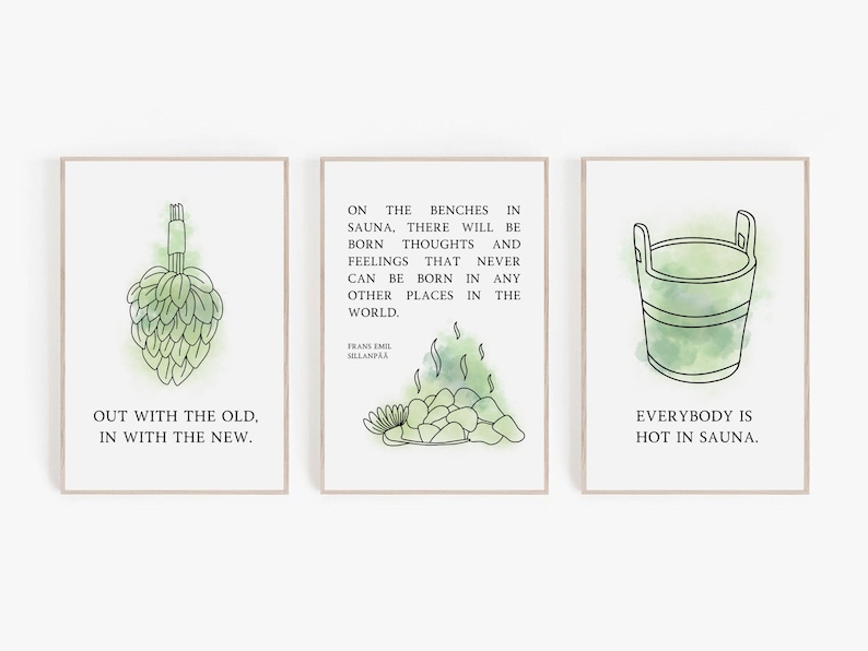 Sauna Quote Wall Art Set of Three, Sauna Accessories, Printable Sauna ...