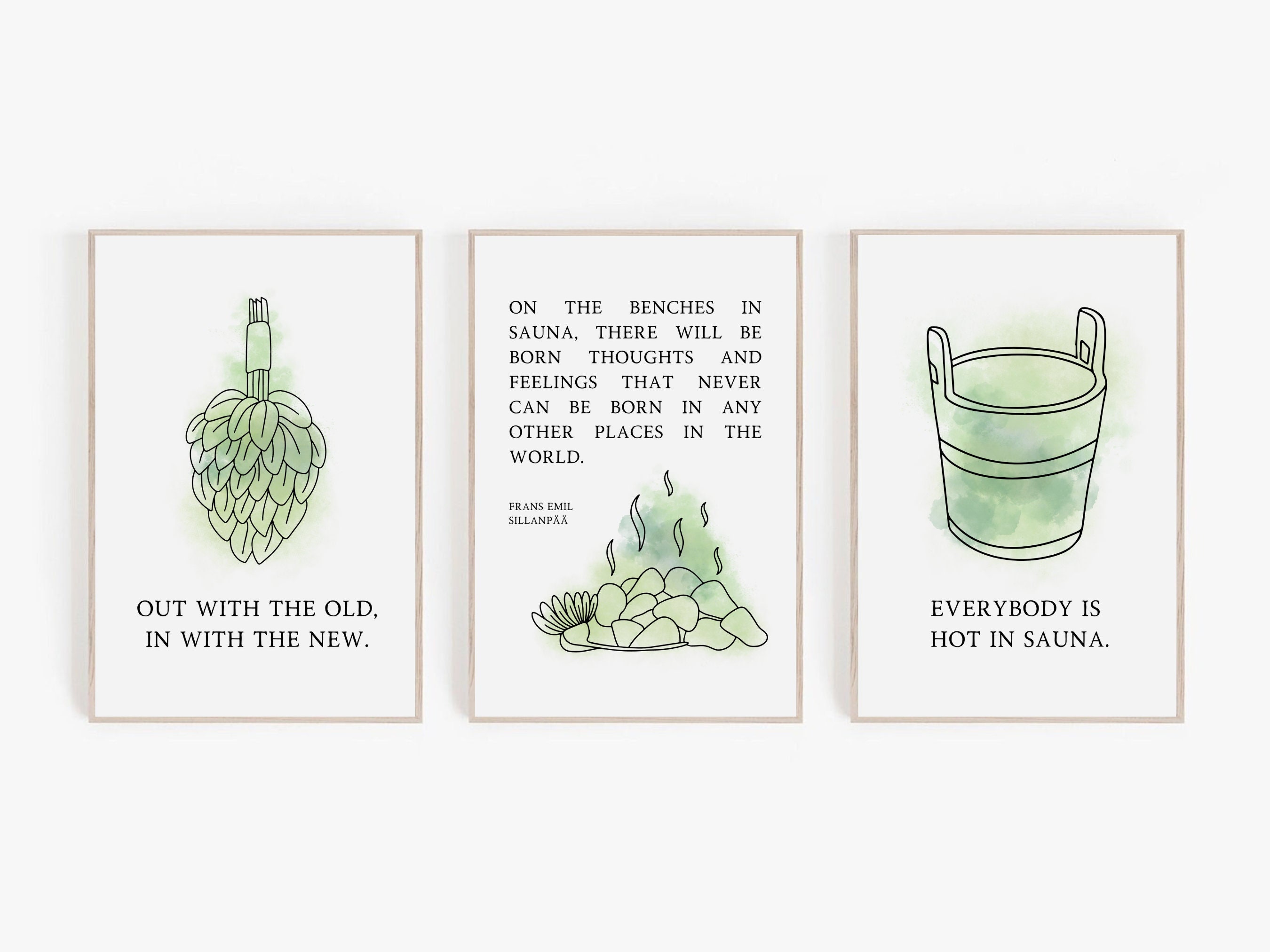 Sauna Quote Wall Art Set of Three, Sauna Accessories, Printable Sauna ...