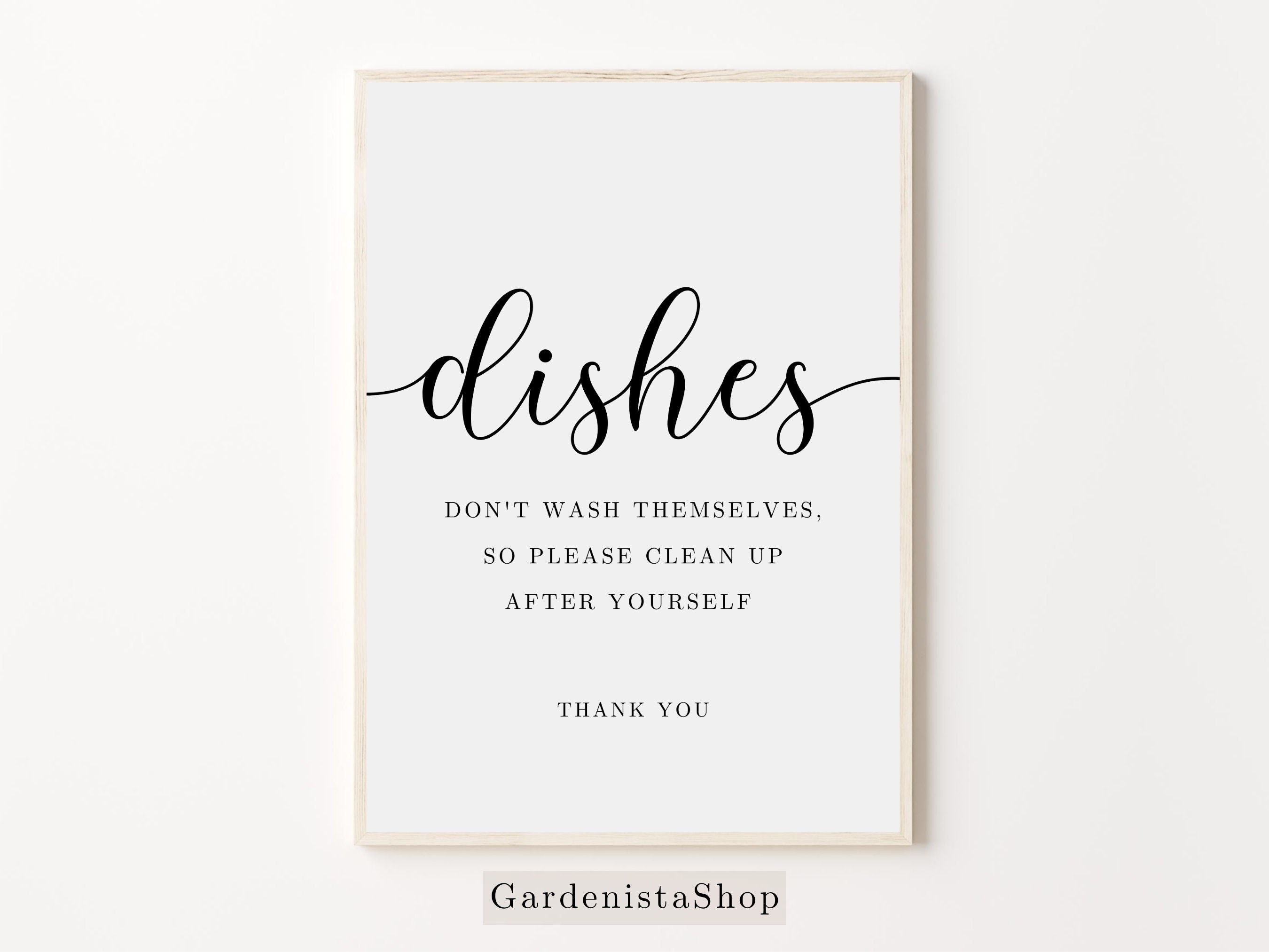 Office Kitchen Wall Sign, Printable Wash the Dishes Wall Art ...