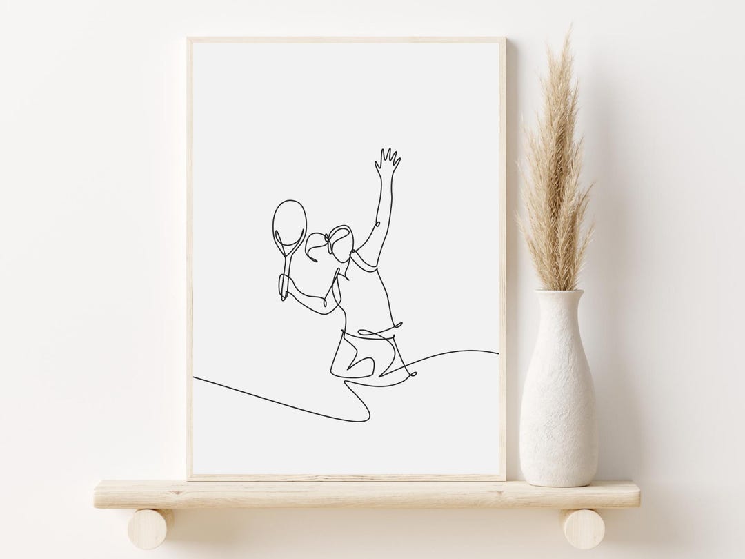 Minimalist Woman Tennis Player Wall Art, Printable Girl Tennis Player ...