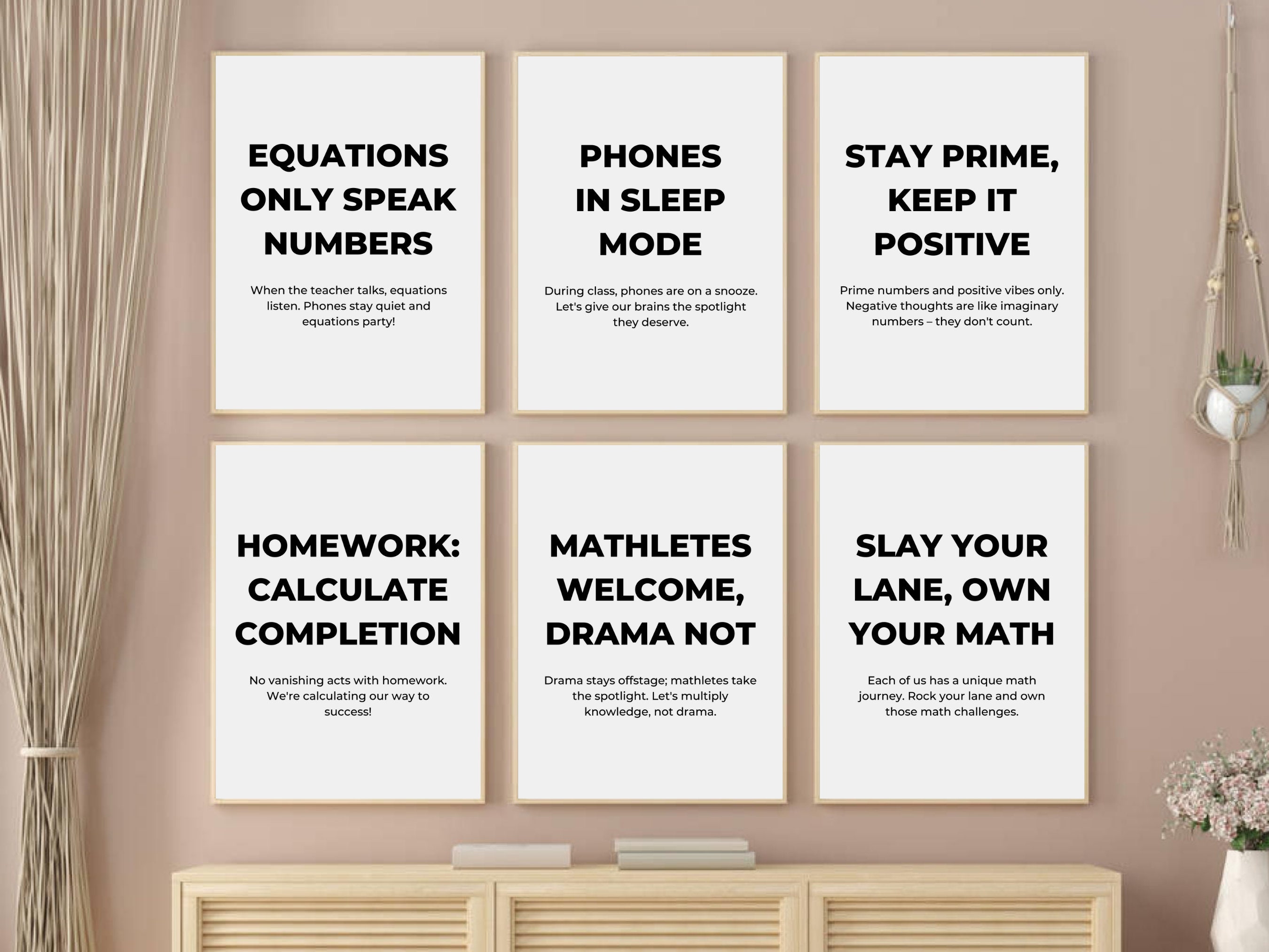 Funny Math Classroom Wall Decor, Printable Math Class Wall Art Set of 6 ...