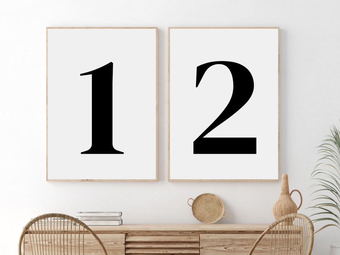 Printable Number Sign, Number Print, Black and White Art, Scandinavian ...