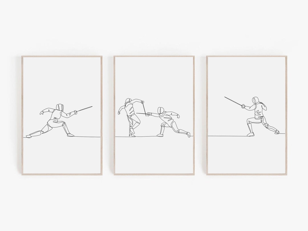 Minimalist Fencing Print Set, Sport Wall Art (digital Download) - Etsy