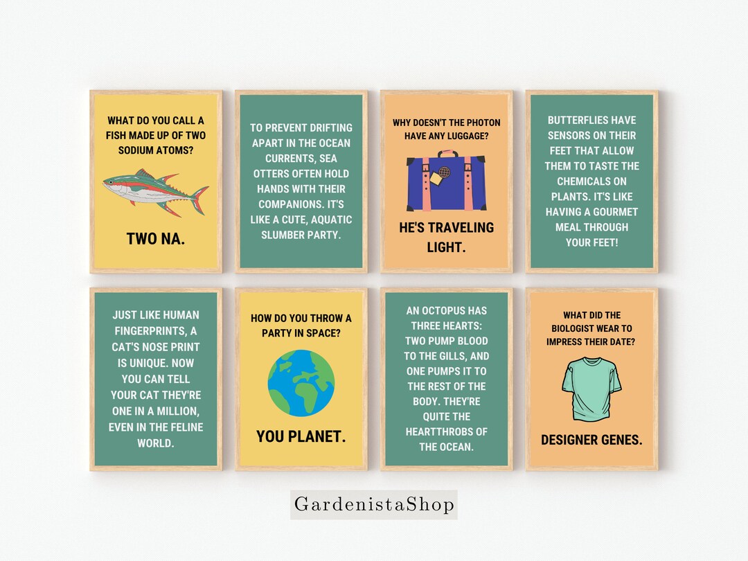 Fun Science Class Puns and Facts Set of Sixteen, Printable Science ...