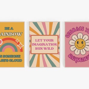Retro Motivational Quote Wall Print Set of 12, Inspirational Sayings ...