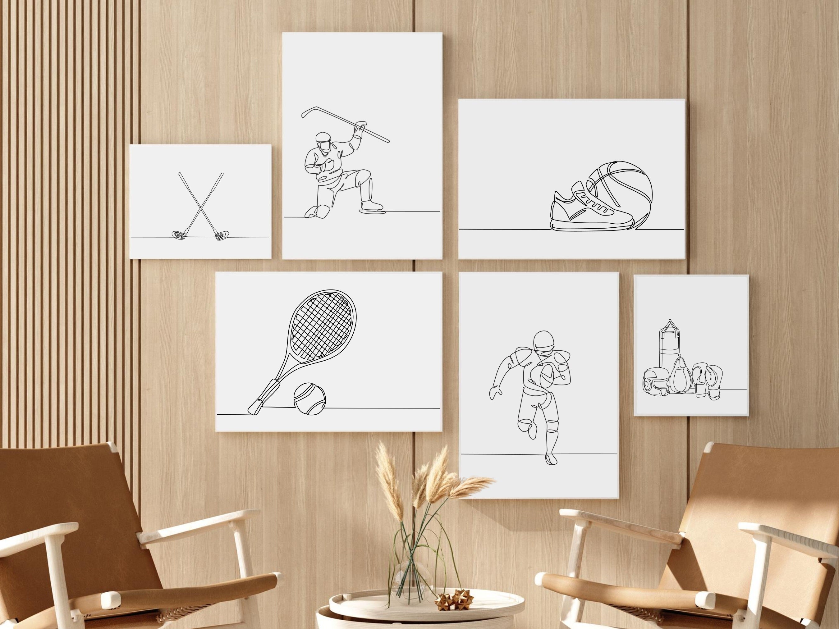Sports Line Art Print Set, Boys Room Decor (digital Download) - Etsy