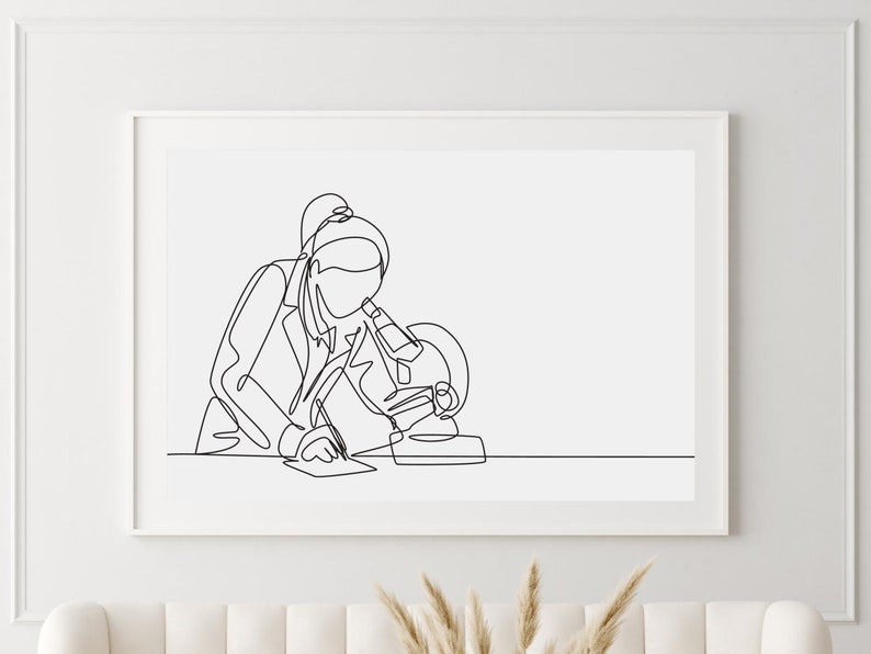 Scientist Line Art Print, Minimalist STEM Decor (digital Download) - Etsy