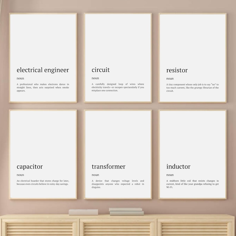 Funny Electrical Engineer Definition Prints, Set of 6 (digital Download ...