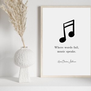 Where Words Fail Music Speaks Quote Wall Art, Printable Music Quote ...