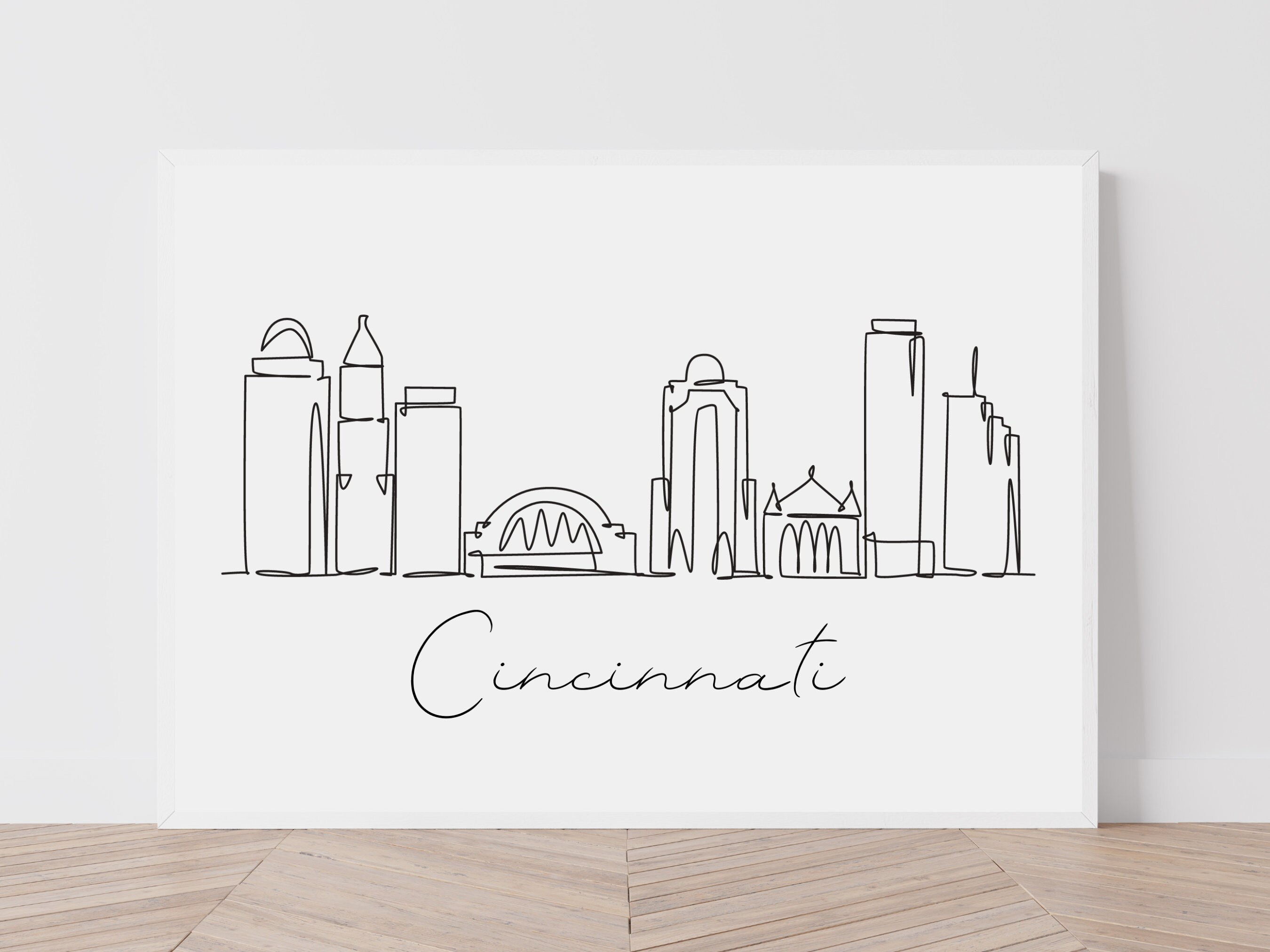 Cincinnati Skyline Wall Art, Printable Cincinnati Poster, Ohio Drawing ...