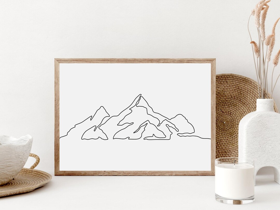 Minimalist Mountain Line Art, Printable Mountain Poster, Modern Line ...