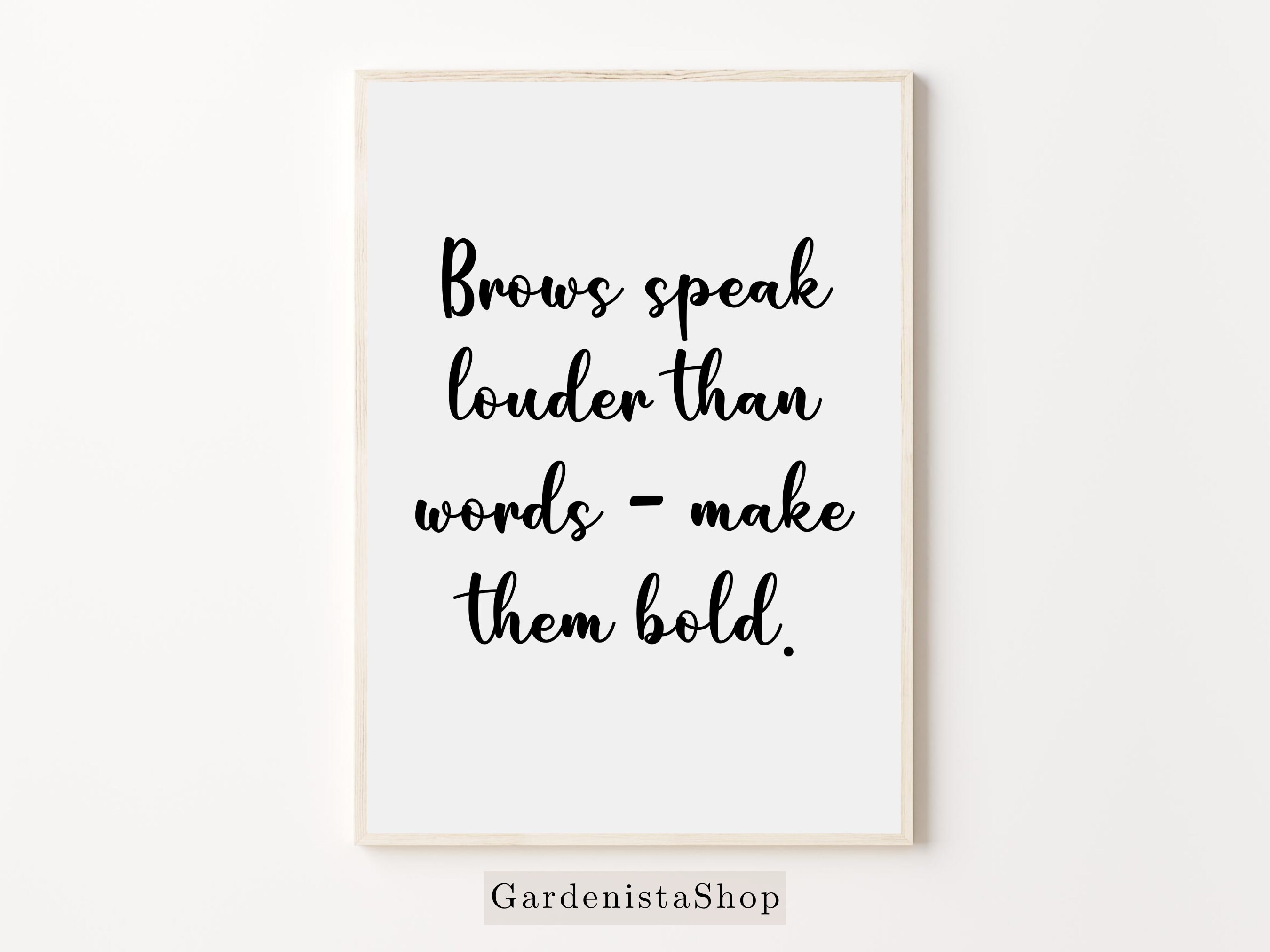 Eyebrow Quote Wall Art, Printable Brow Quote Poster, Minimalist Brow ...